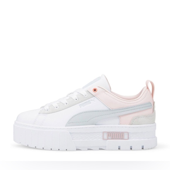 Puma | Shoes | Puma Mayze Platform Sneakers In White And Pink | Poshmark